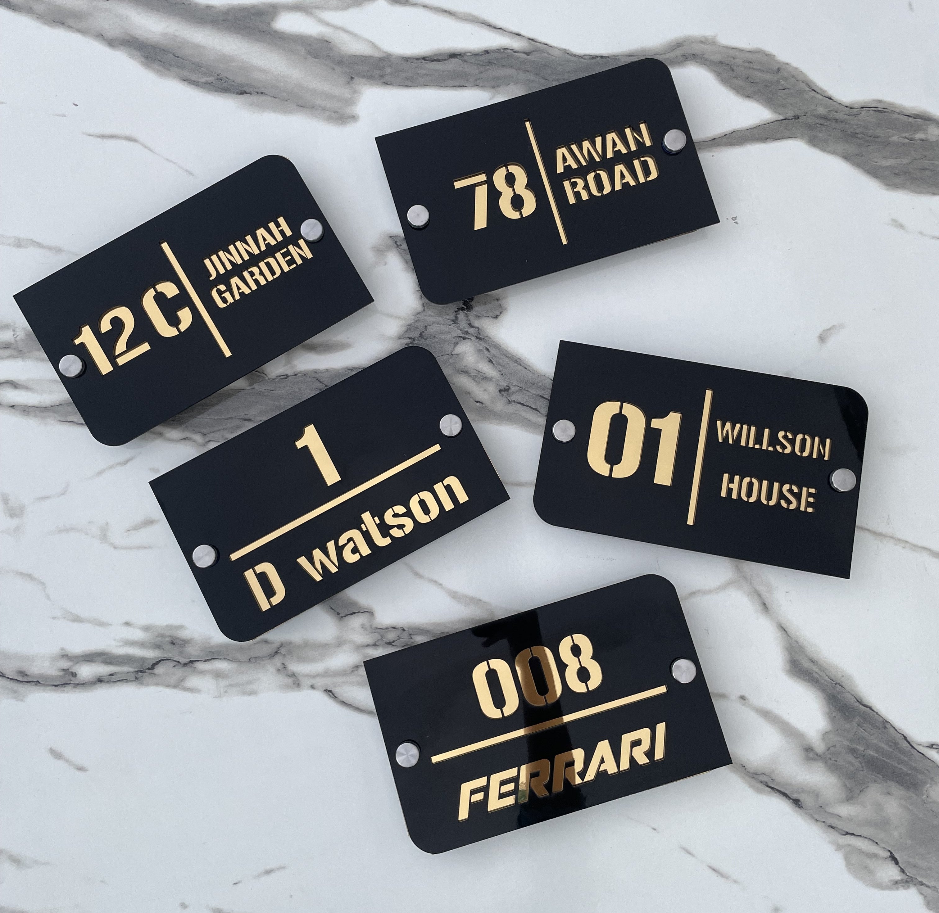 Customize Outdoor House Numbers Plate ( Black with Golden ) – Glowhouse